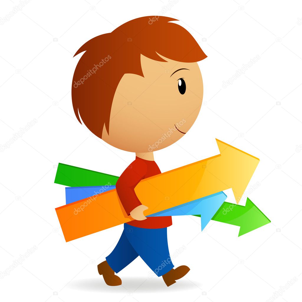Cartoon boy carry few arrows — Stock Vector © acidburn #6807772
