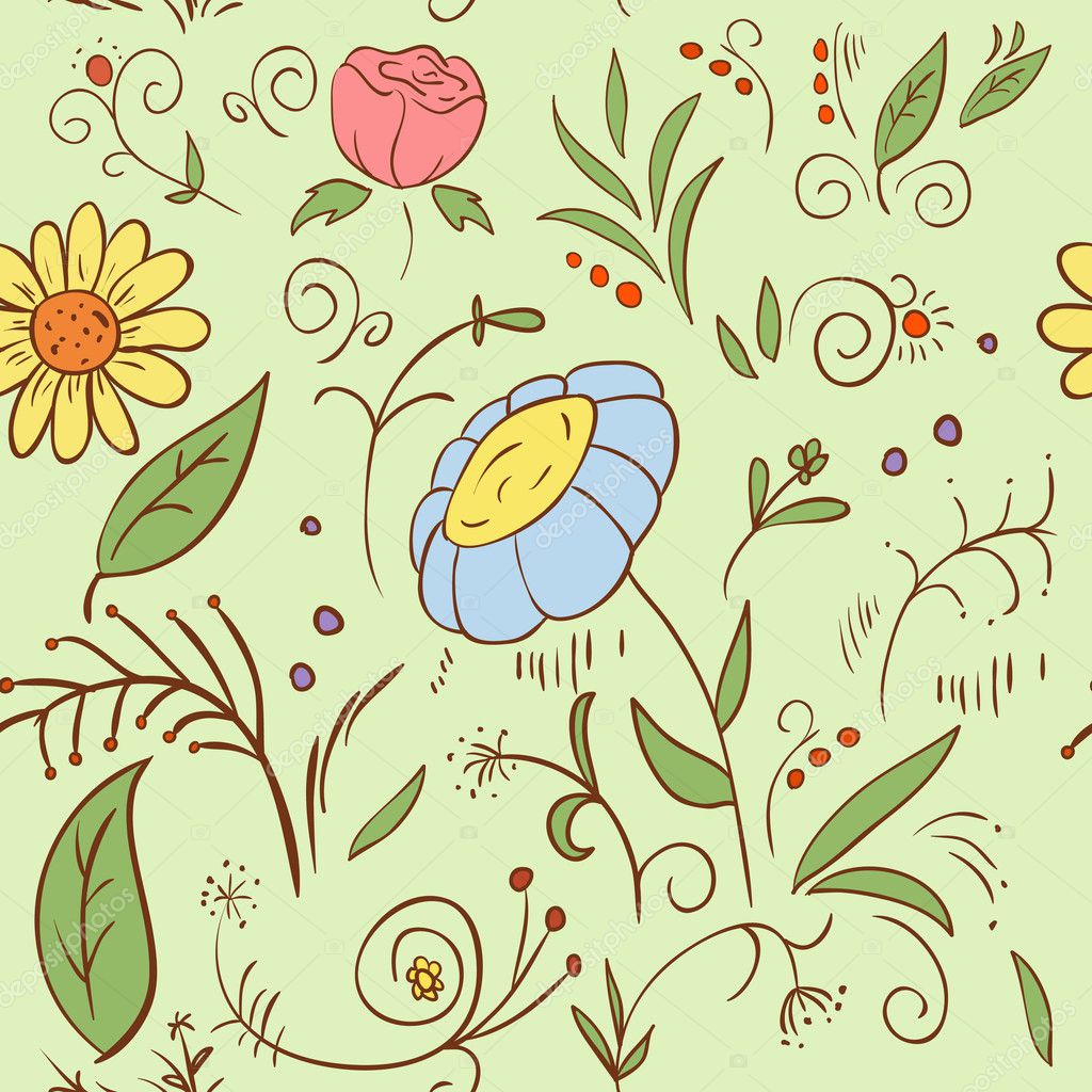 Abstract hand draw seamless flower pattern Stock Vector Image by ...