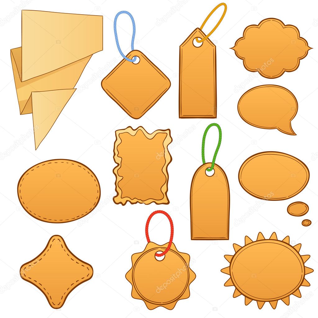 Set cartoon label tags isolated on white — Stock Vector © acidburn #6950423