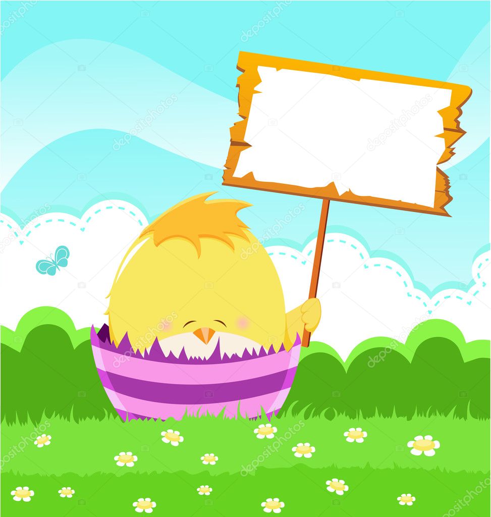 Baby Chick With Sign Stock Vector Image by ©PinarInce #7573403