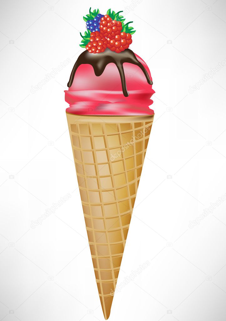 Berry Ice Cream Cone Stock Vector Image By ©corneliap 7039956