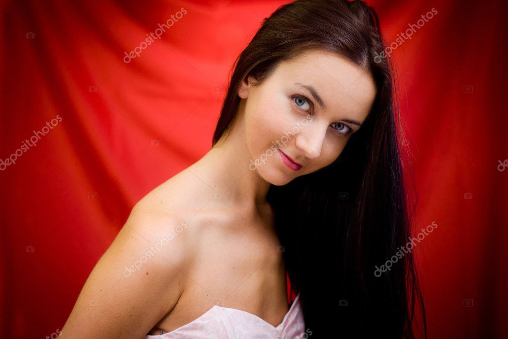 Woman against red background — Stock Photo © gerain #7483810