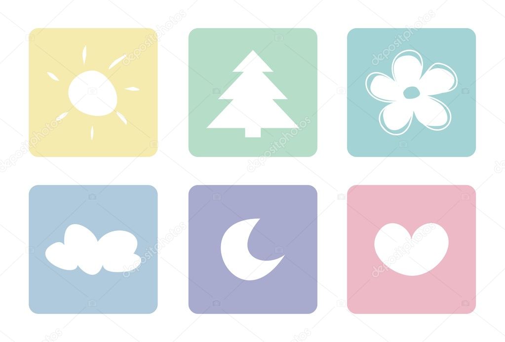 Pastel vector icons isolated on white background — Stock Vector © mala ...