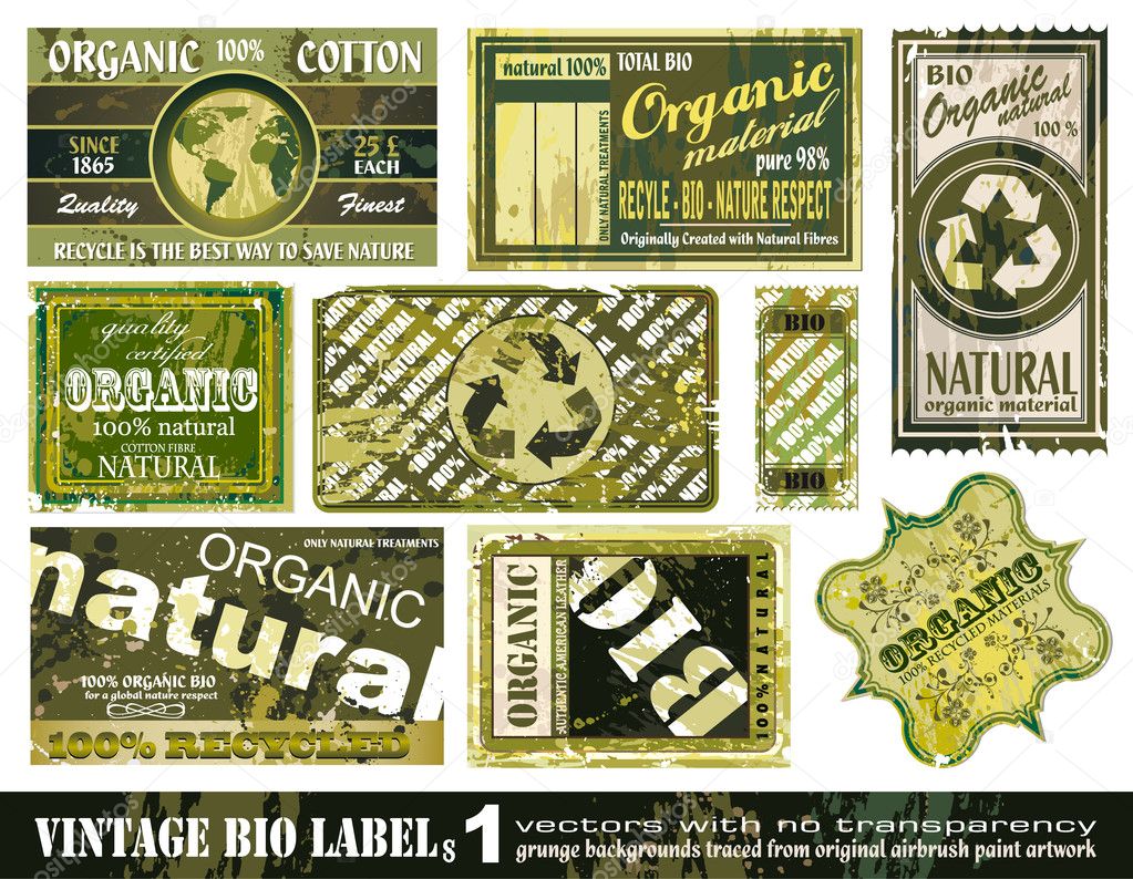 Vintage BIO labels collection - Set 1 — Stock Vector © DavidArts #6762970