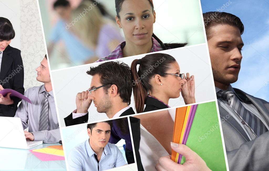 Un collage de profesionales empresariales en el trabajo: fotografía de ...
