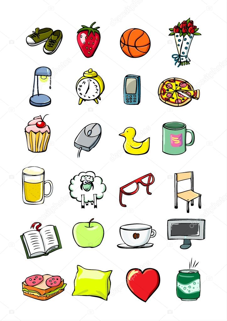 Youngster's things, student's life everyday doodle things — Stock ...