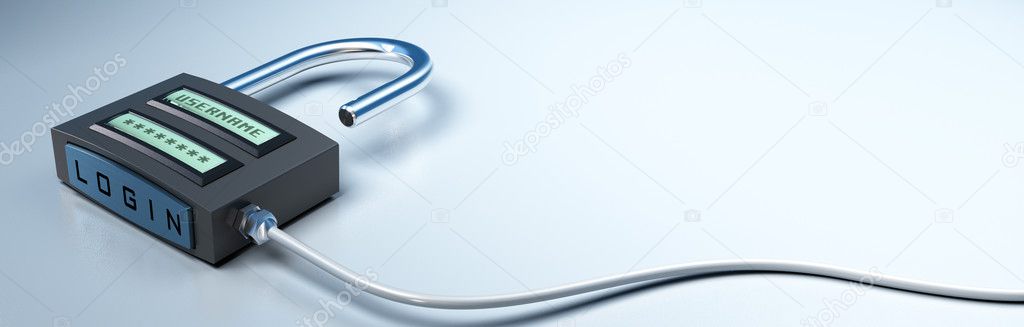 Secured access banner - digital padlock Stock Photo by ©Olivier26 6894941