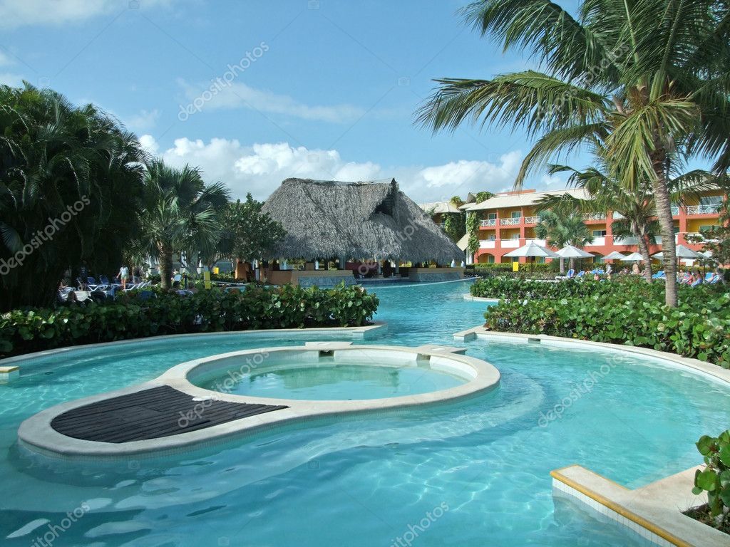 Holiday resort with pool — Stock Photo © prill #7641060