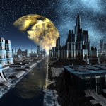 Starry Night Over An Alien City - Science Fiction Scene Part 5 Stock ...