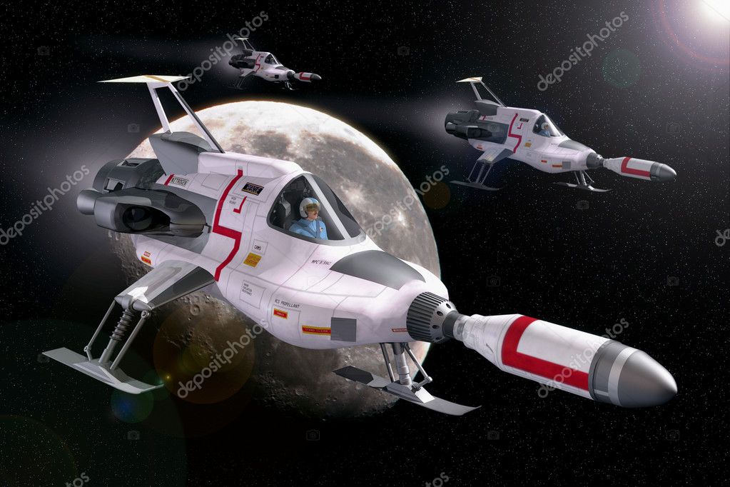 Spaceship interceptor moon ufo — Stock Photo © innovari #7186124