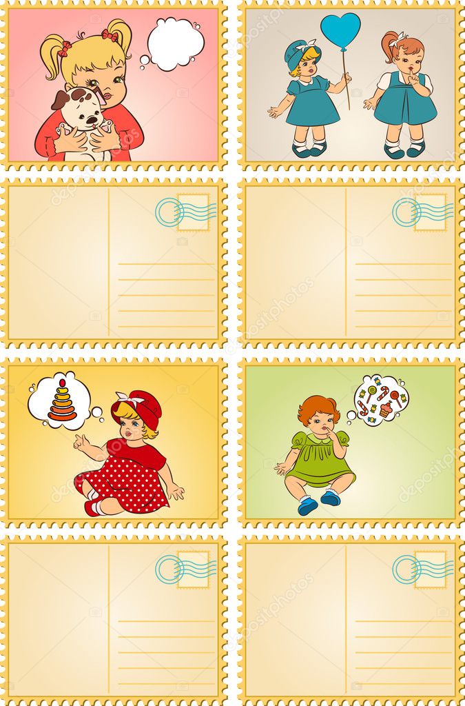 Vintage cartoon little child Stock Vector by ©Pugovica88 7554104
