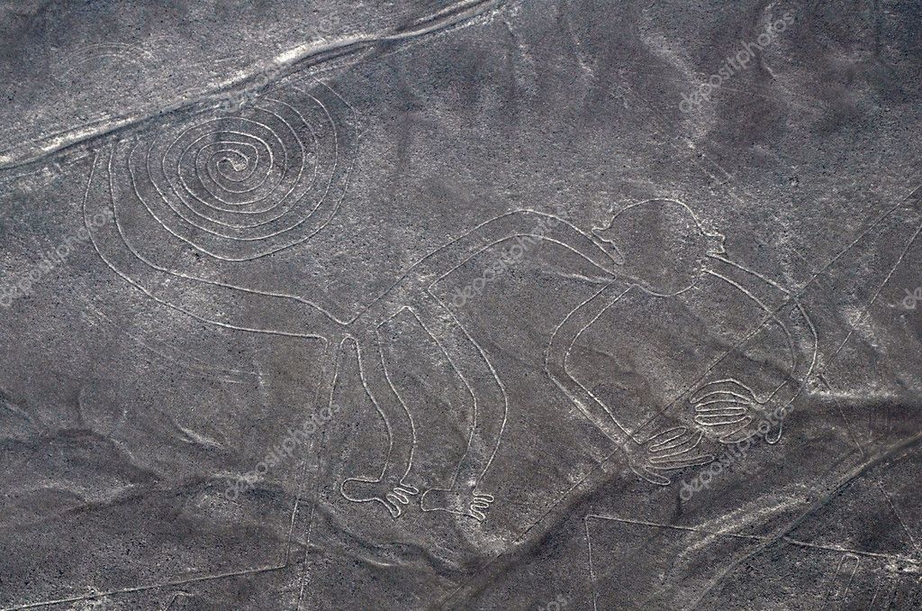Nazca Lines - Monkey - Aerial View — Stock Photo © tr3gi #7477701