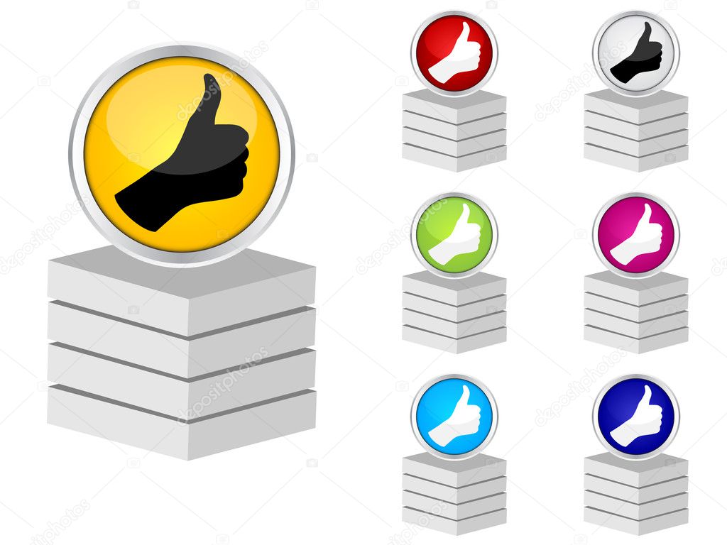 Mano humana dando botones ok diferentes colores Vector de stock por ...