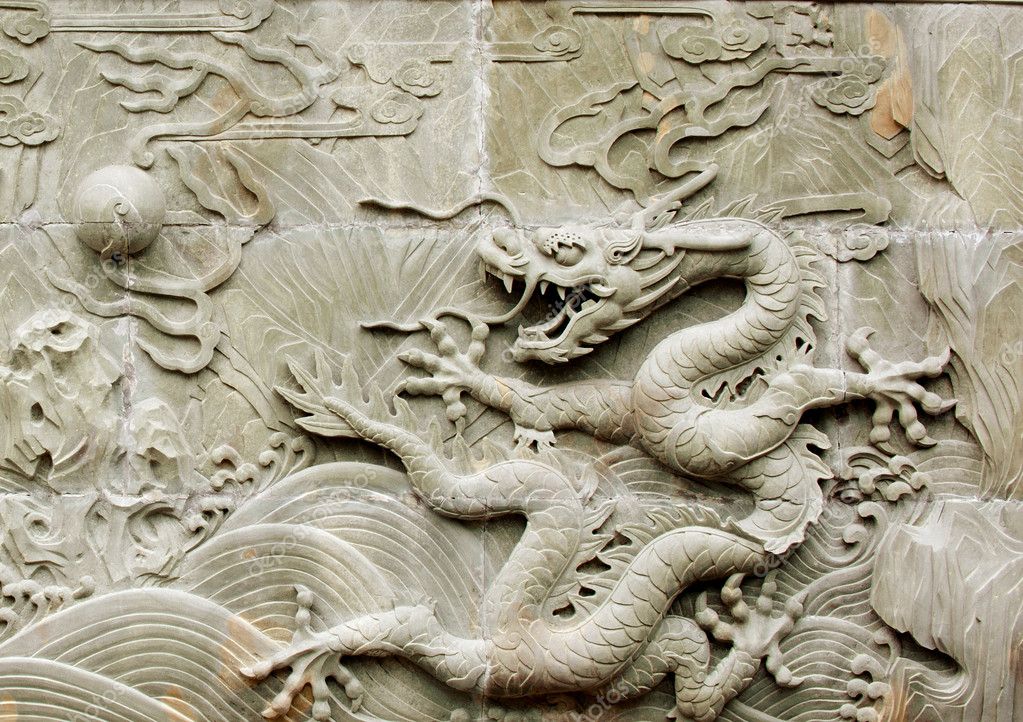 Dragon's relief sculpture — Stock Photo © jackq #7535733