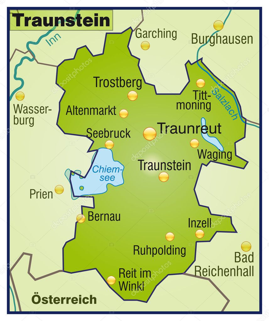 Traunstein Umgebungskarte Übersicht — Stock Vector © artalis #7704349