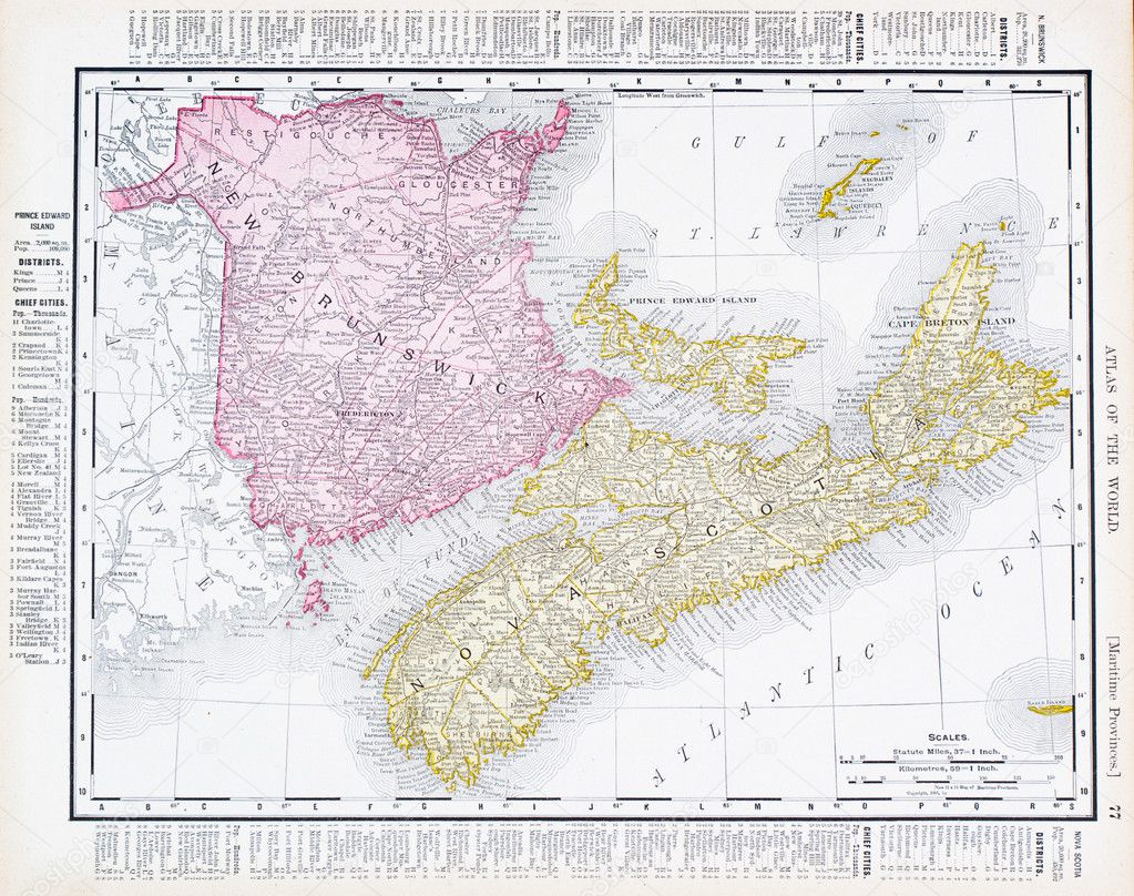Antique Map Canadian Maritime Provinces, Canada — Stock Photo © Qingwa ...