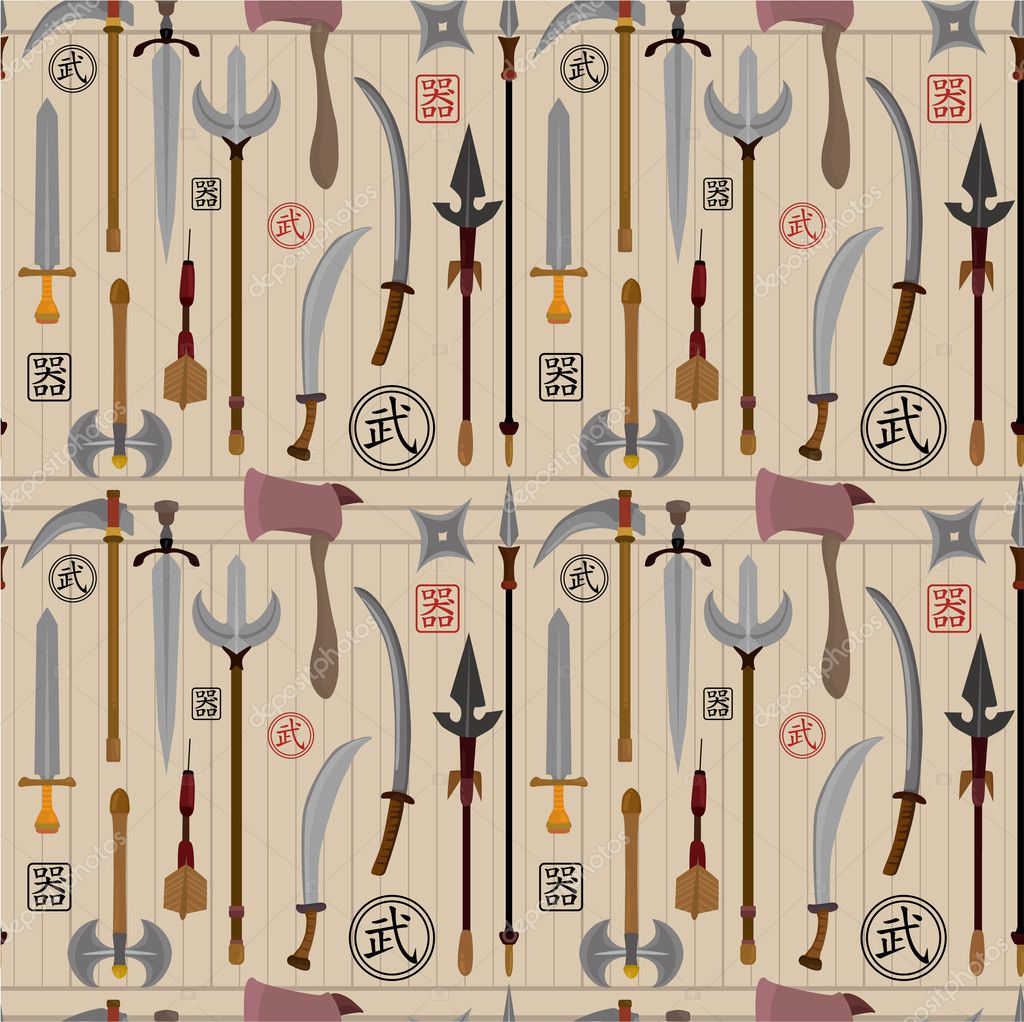 Cartoon Chinese weapon seamless pattern Stock Vector Image by ...
