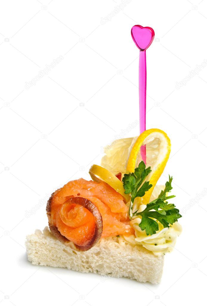 Smoked fish canape Stock Photo by ©starush 7796691
